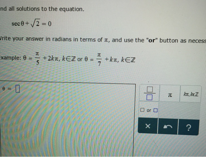 Solved Find all solutions to the equation. sec theta + | Chegg.com