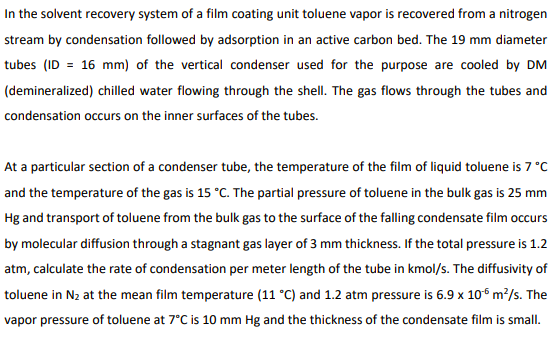 In the solvent recovery system of a film coating unit | Chegg.com