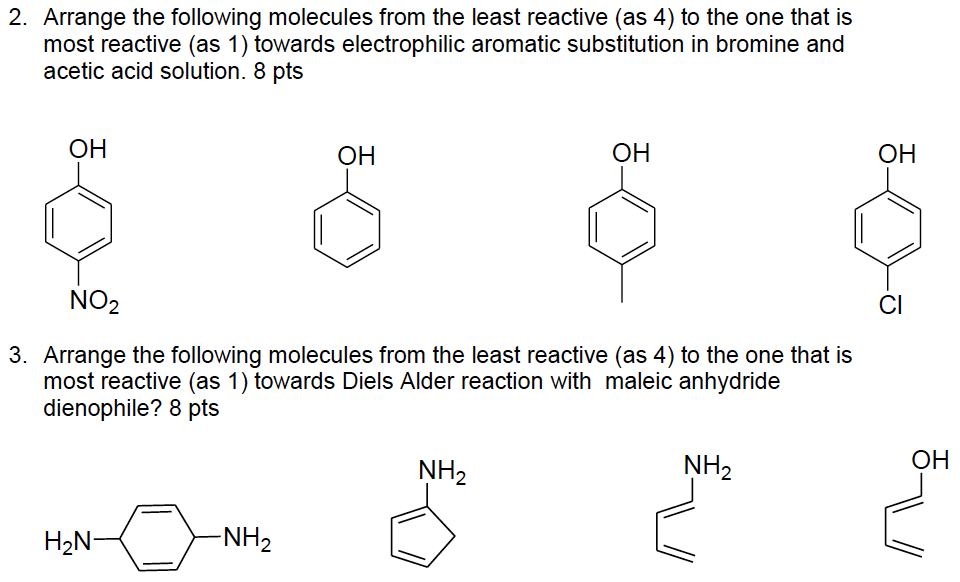 Solved Arrange the following molecules from the least | Chegg.com