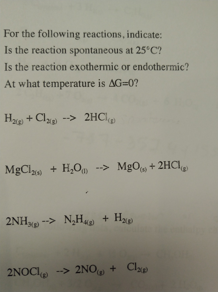 Solved For the following reactions, indicate: Is the | Chegg.com