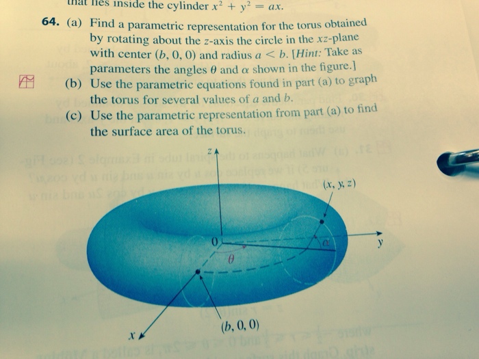 Solved Find a parametric representation for the torus | Chegg.com
