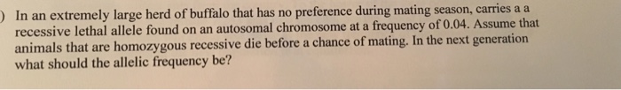 Solved In an extremely large herd of buffalo that has no | Chegg.com