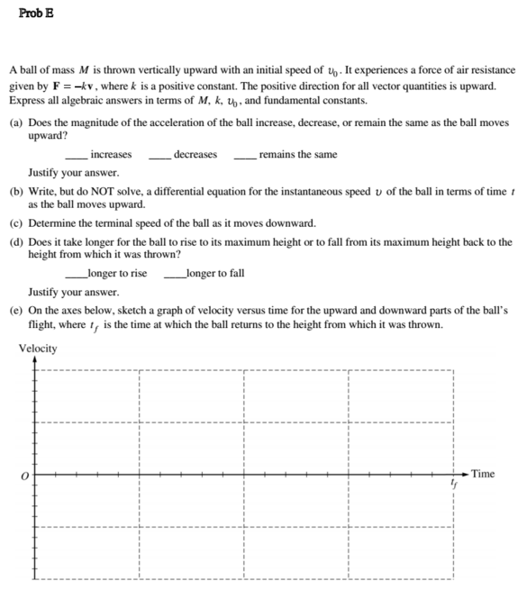 Solved: A Ball Of Mass M Is Thrown Vertically Upward With ... | Chegg.com
