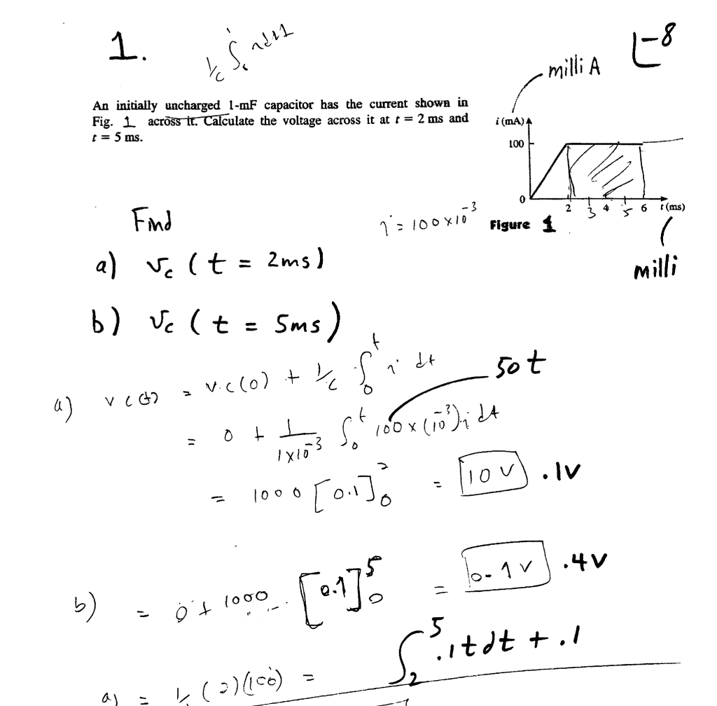 Solved An initially uncharged 1-mF capacitor has the current | Chegg.com