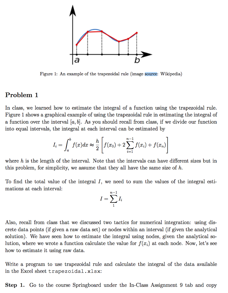 Solved Figure 1: An example of the trapezoidal rule (image | Chegg.com