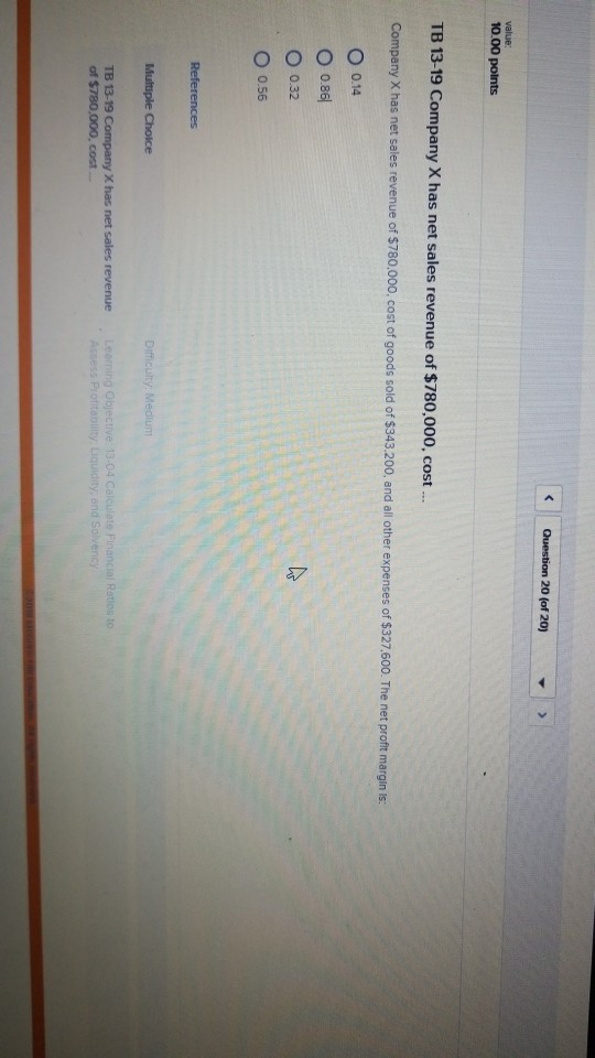 Solved Question 20 (of 20) value: 10.00 polnts TB 13-19 | Chegg.com