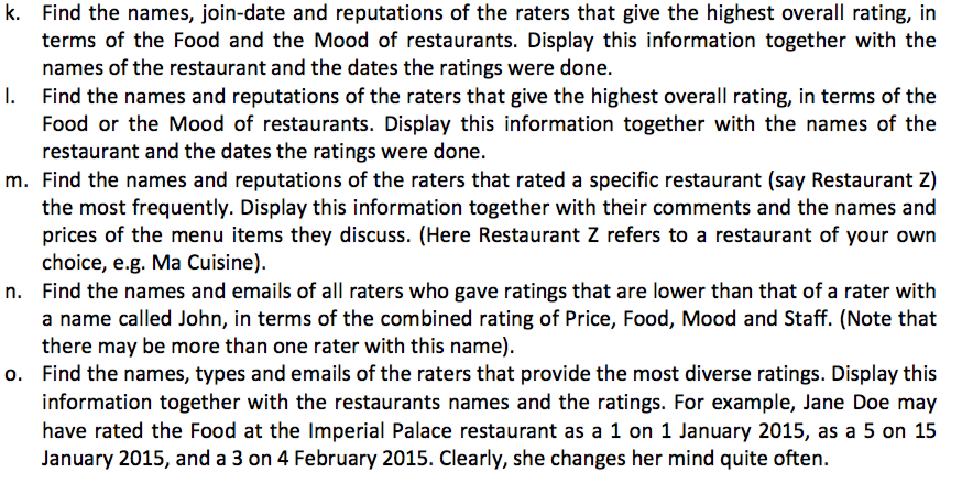 Solved Using the following database table description, | Chegg.com
