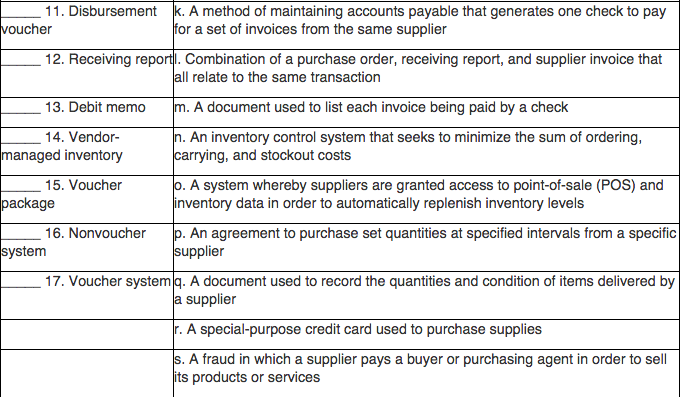 Solved MATCHING DEFINITIONS | Chegg.com