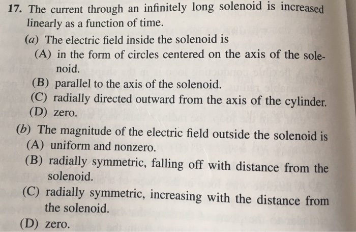 Solved The current through an infinitely long solenoid is | Chegg.com