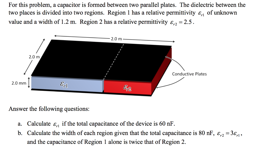 Solved For this problem, a capacitor is formed between two | Chegg.com