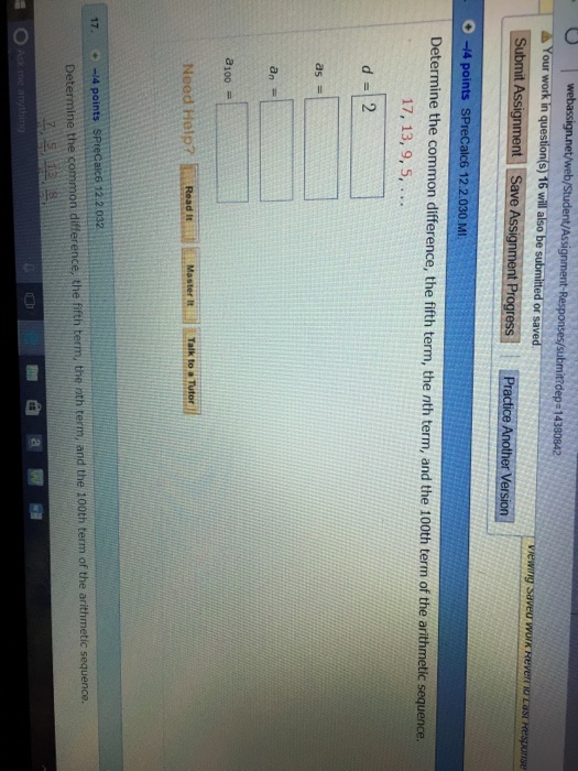 Solved Determine the common difference, the fifth term, the | Chegg.com
