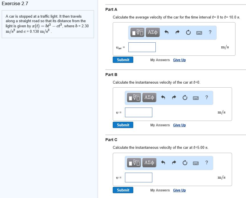 Solved Exercise 2.7 A car is stopped at a traffic light. It | Chegg.com