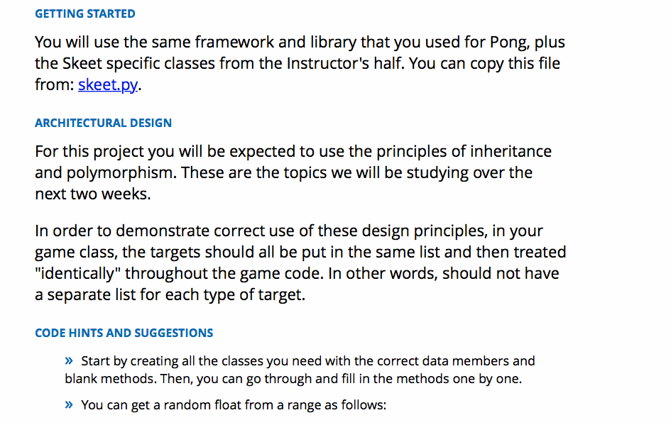 Solved Programming and Data Structures I CS 241 Skeet | Chegg.com