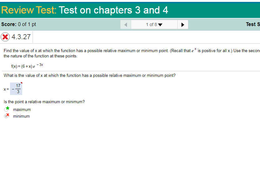 Solved Review Test: Test on chapters 3 and 4 Test S Score: 0 | Chegg.com