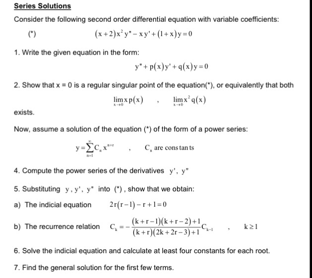 Solved Consider the following second order differential | Chegg.com