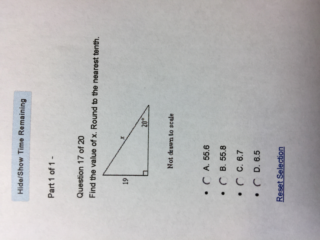 Solved Find the value of x. Round to the nearest tenth. A. | Chegg.com