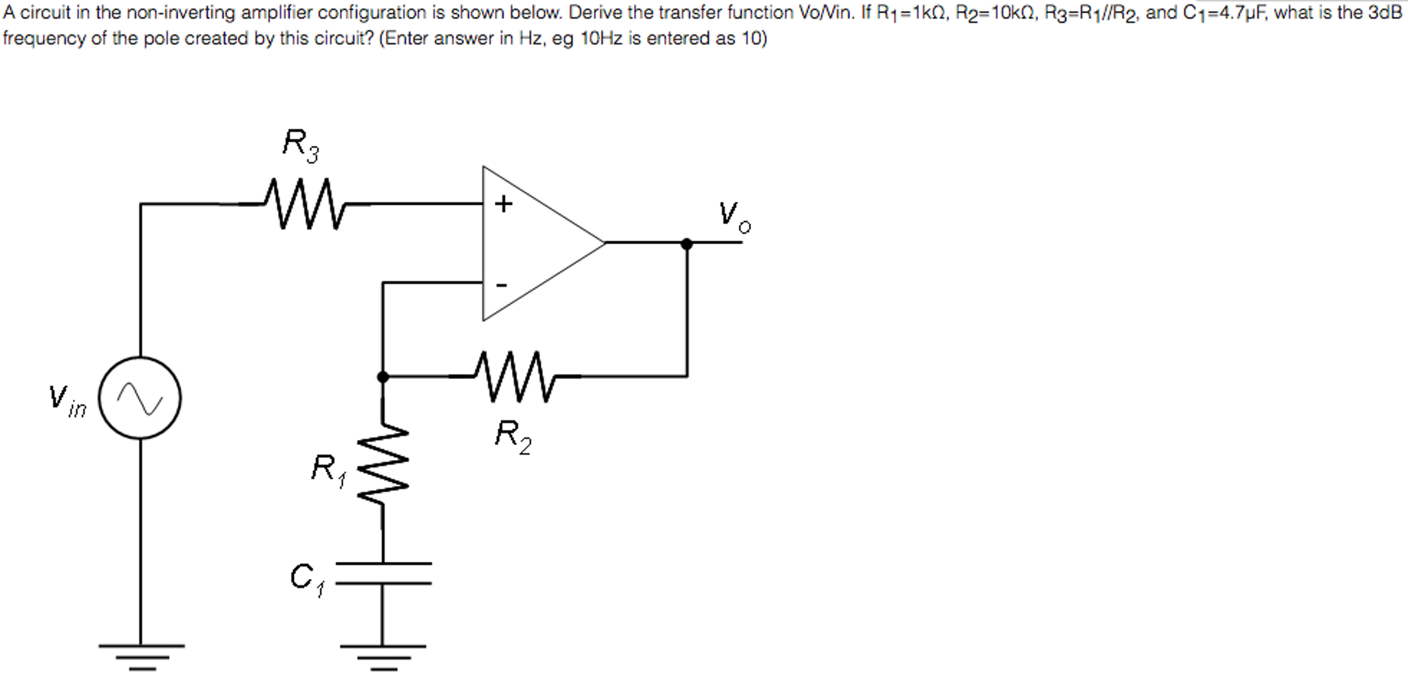 Solved A circuit in the non-inverting amplifier | Chegg.com