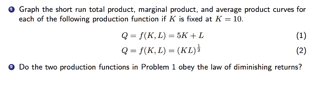 Solved a Graph the short run total product, marginal | Chegg.com