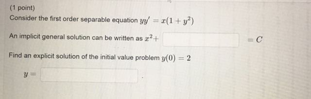 Solved Consider The First Order Separable Equation Yy X 1