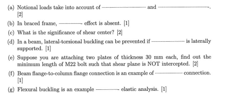 Solved (a) Notional loads take into account of and [2 (b) In | Chegg.com