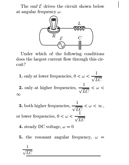 Solved The emf E drives the circuit shown below at angular | Chegg.com