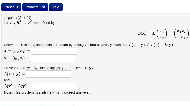 Solved Let L: R^2 rightarrow R^2 be defined by L (x) = L | Chegg.com