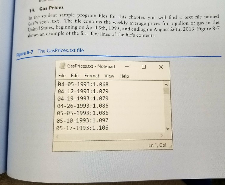 Solved 14. Gas Prices In the student sample program files | Chegg.com
