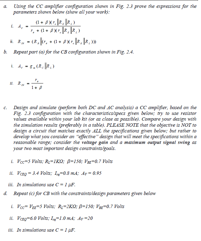 Solved Only do part a using the CC configuration shown in | Chegg.com