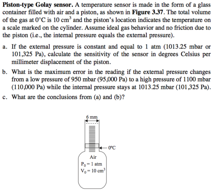 Solved A temperature sensor is made in the form of a glass | Chegg.com
