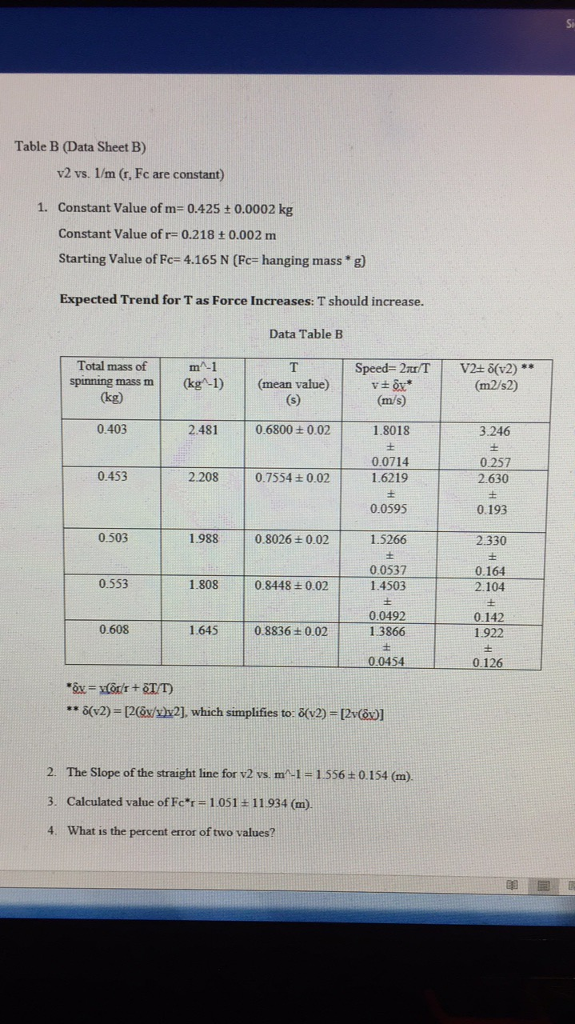 Solved Please help me find the percent error for two values. | Chegg.com