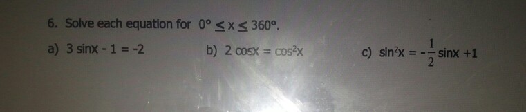 Solved Solve each equation for 0 degree lessthanorequalto x | Chegg.com