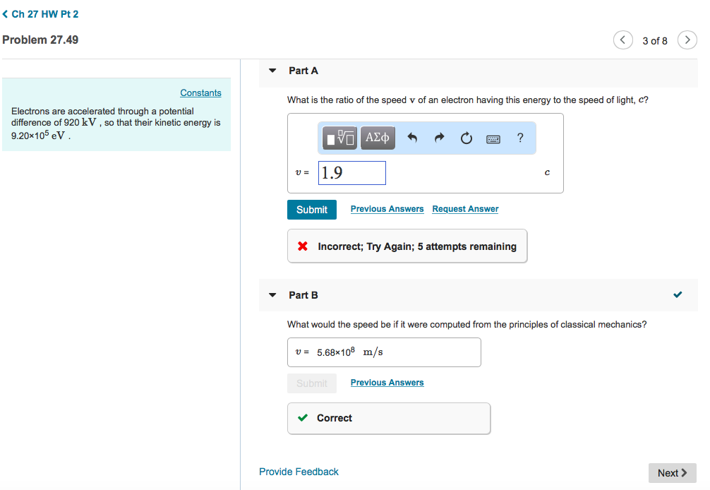 Solved Ch 27 HW Pt 2 Problem 27.49 3 of 8 Part A Constants | Chegg.com
