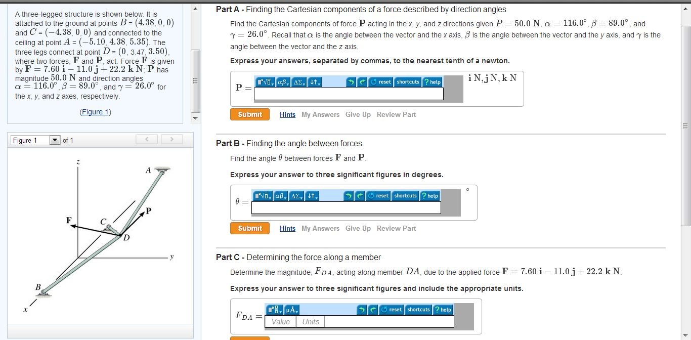 Solved Finding the Cartesian components of a force described | Chegg.com