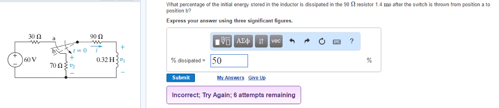 Solved What percentage of the initial energy stored in the | Chegg.com