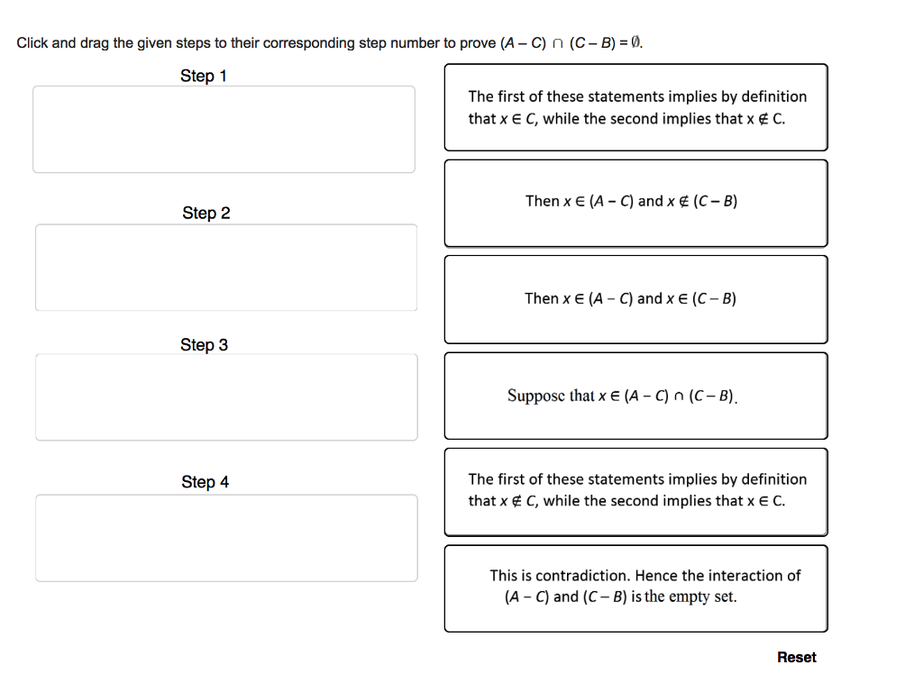 Solved Click and drag the given steps to their corresponding | Chegg.com