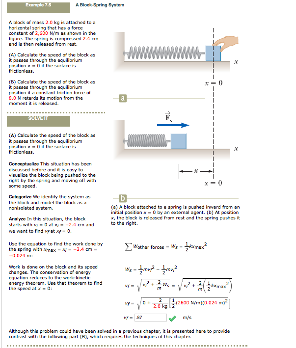 Solved A Block Spring System A Block Of Mass 2 0 Kg Is