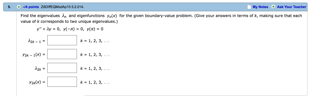 Solved Find The Eigenvalues Lambda N And Eigenfunctions Y N