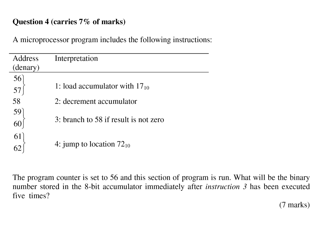 Solved Question 4 (carries 7% of marks) A microprocessor | Chegg.com
