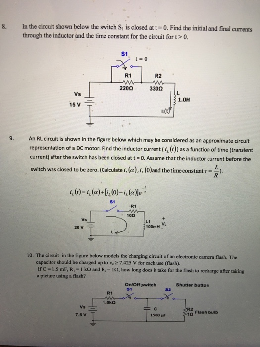 Solved In the circuit shown below the switch S_1 is closed | Chegg.com
