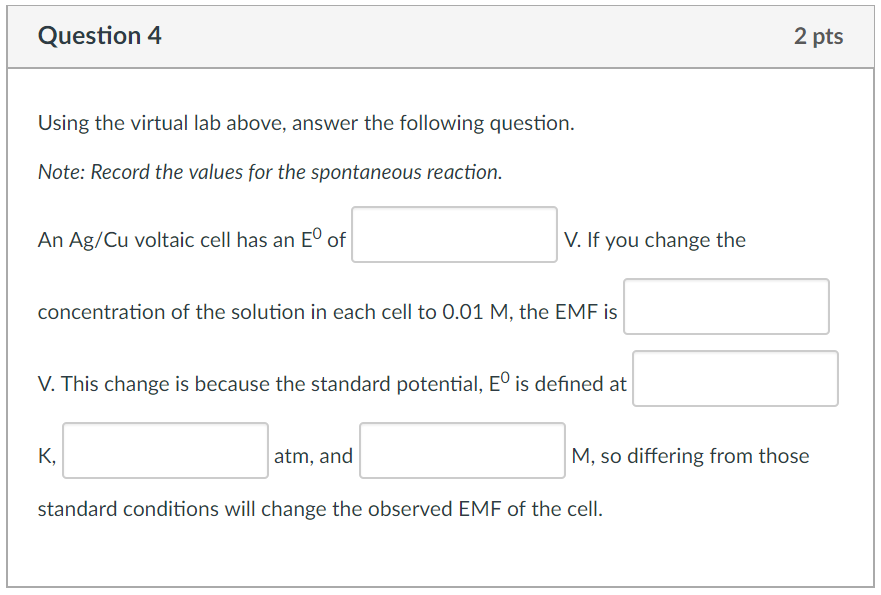 Solved Question 4 2 pts Using the virtual lab above, answer | Chegg.com