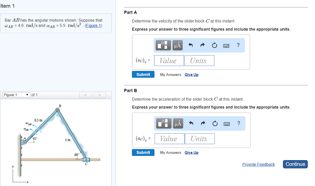 Solved Bar AB has the angular motions shown. Suppose that | Chegg.com