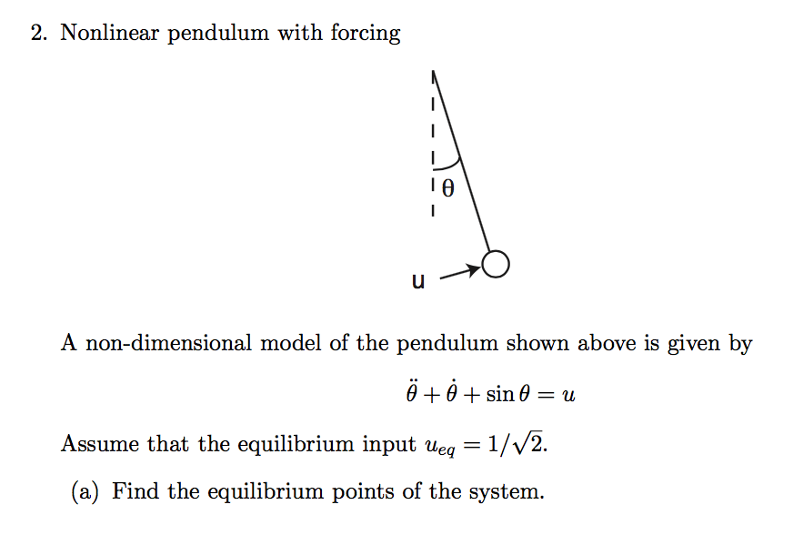 Solved 2. Nonlinear pendulum with forcing A non-dimensional | Chegg.com