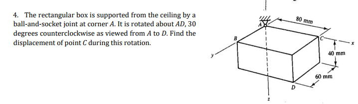 Solved 4. The rectangular box is supported from the ceiling | Chegg.com