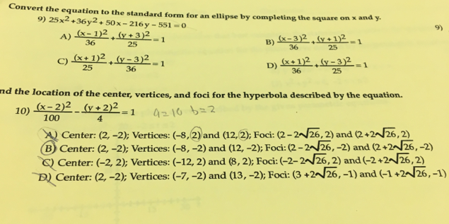 Solved Convert the equation to the standard form for an | Chegg.com
