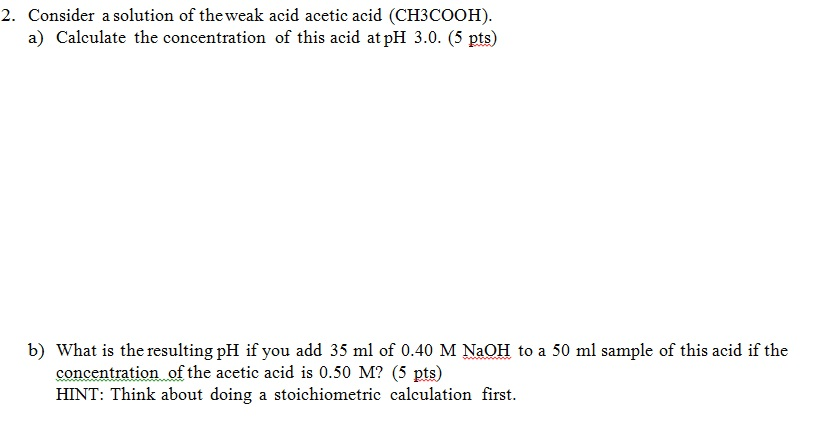 Solved Consider a solution of the weak acid acetic acid | Chegg.com