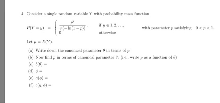 Solved Consider a single random variable Y with probability | Chegg.com