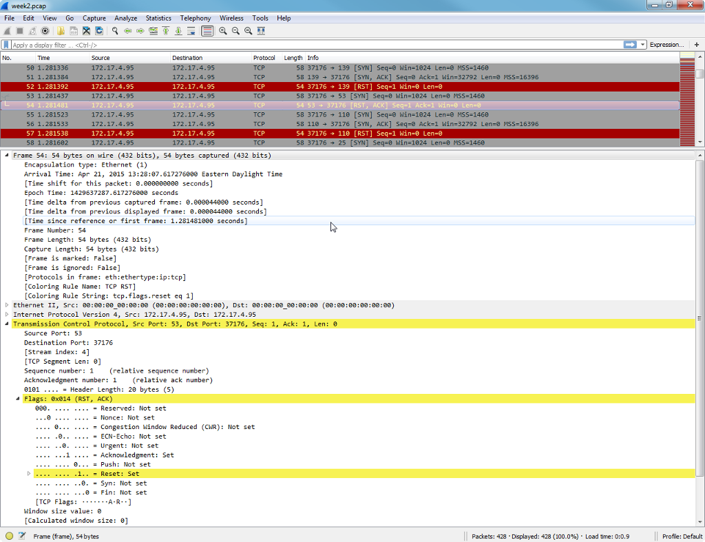 Solved week2.pcap File Edit View Go Capture Analyze | Chegg.com