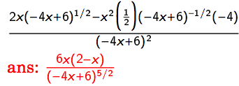 Solved Simplify. 2x(-4x + 6)^1/2 - x^2 (1/2) (-4x + 6)^-1/2 | Chegg.com