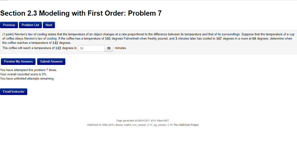 Solved Section 2 3 Modeling With First Order Problem 7