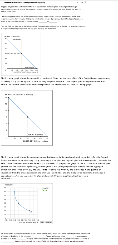 Solved 3. The short-run effect of a change in monetary | Chegg.com